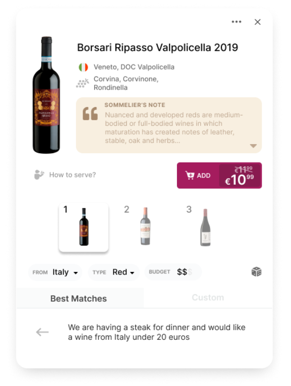 Edamam partner page - Sommelier API