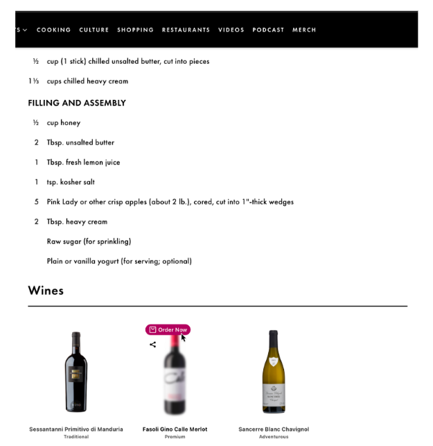 Edamam partner page - Sommelier API